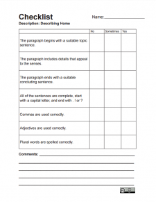 Appendix 2: Writing Assessment Checklists – BC Reads: Adult Literacy ...