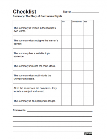 Appendix 2: Writing Assessment Checklists – BC Reads: Adult Literacy ...