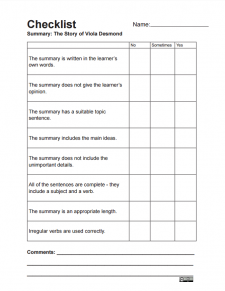 Appendix 2: Writing Assessment Checklists – BC Reads: Adult Literacy ...