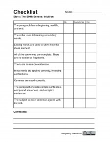 Appendix 2: Writing Assessment Checklists – BC Reads: Adult Literacy ...