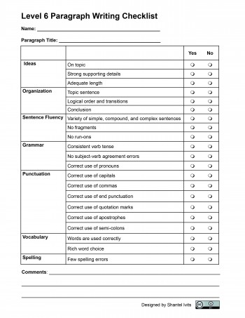 Appendix 3: Paragraph Writing Checklist – BC Reads: Adult Literacy ...