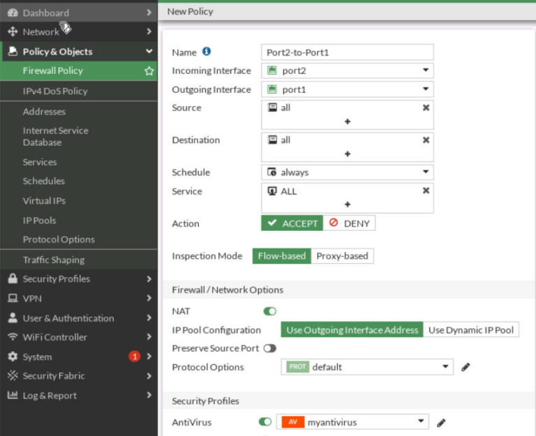 7.2 Security Profile – FortiGate Firewall
