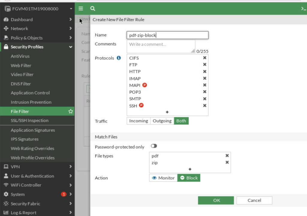 7.2 Security Profile – FortiGate Firewall
