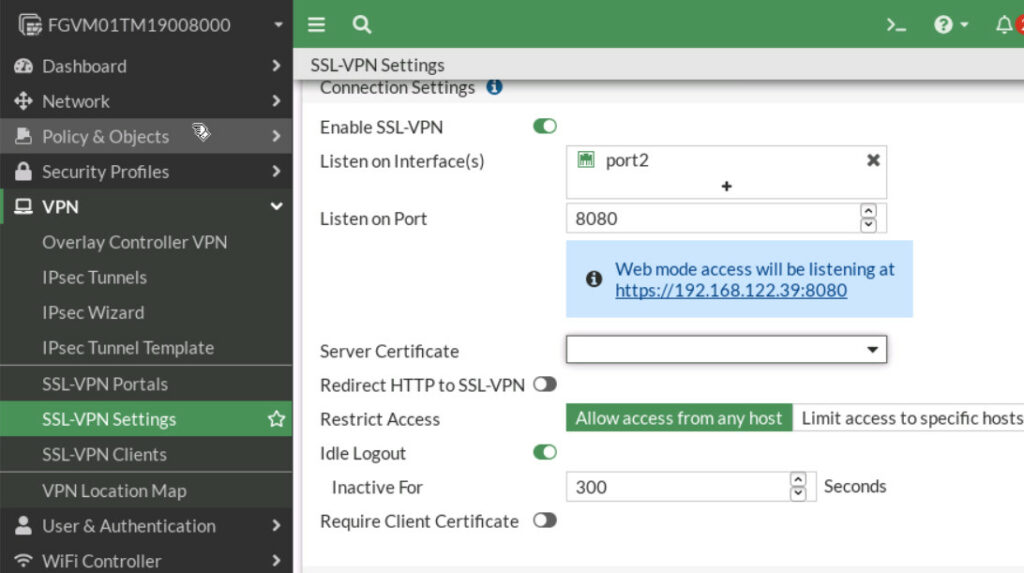 4.2 SSL VPN – FortiGate Firewall