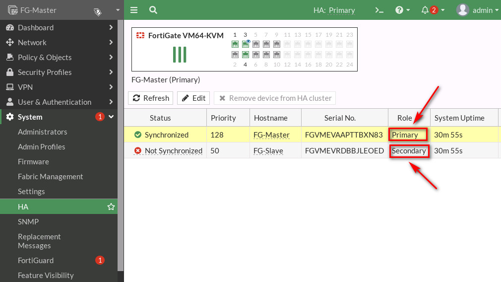 6.1 High Availability – FortiGate Firewall