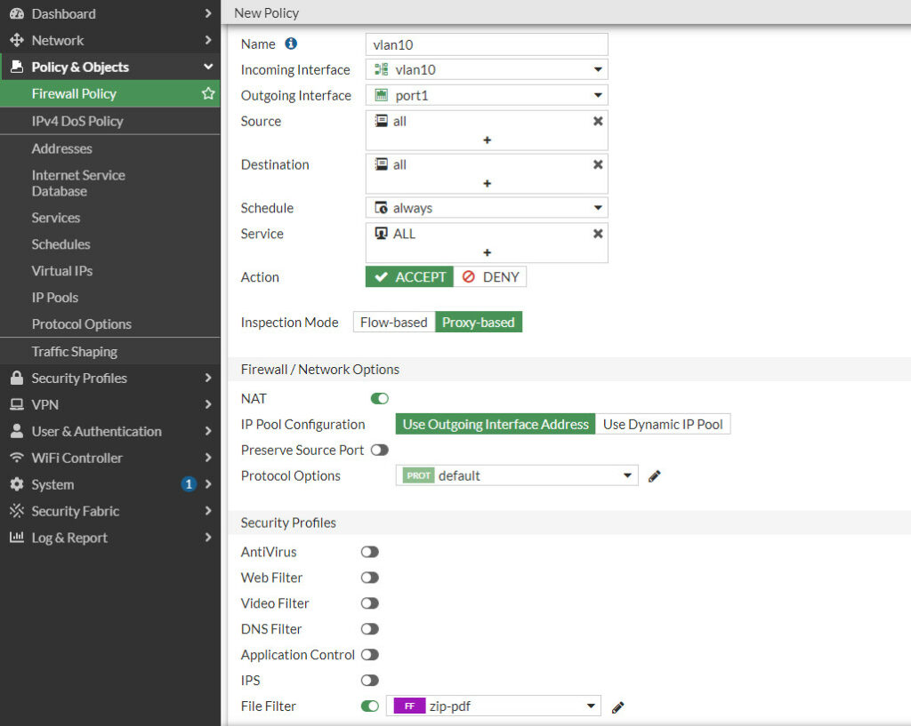 7 3 Vlan And Security Profile Fortigate Firewall