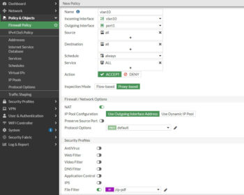 7.3 VLAN and Security Profile – FortiGate Firewall