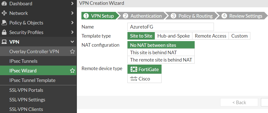 10 3 Site To Site Vpn Between Fortigate On Premise And Fortigate In The