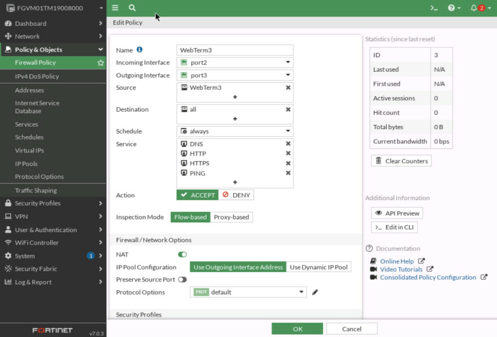 2.2 Application Profile – FortiGate Firewall