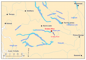 Figure 3. Area surrounding Endako Mine including river and Fraser Lake ...