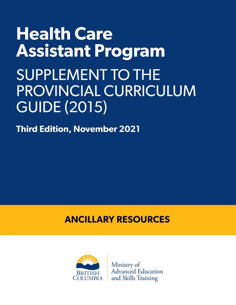 Health Care Assistant Program Supplement to the Provincial Curriculum ...