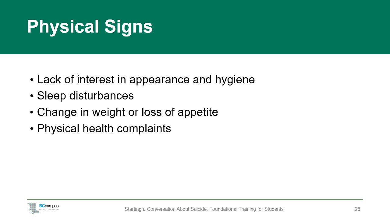 Observing and Recognizing the Signs – Starting a Conversation About ...